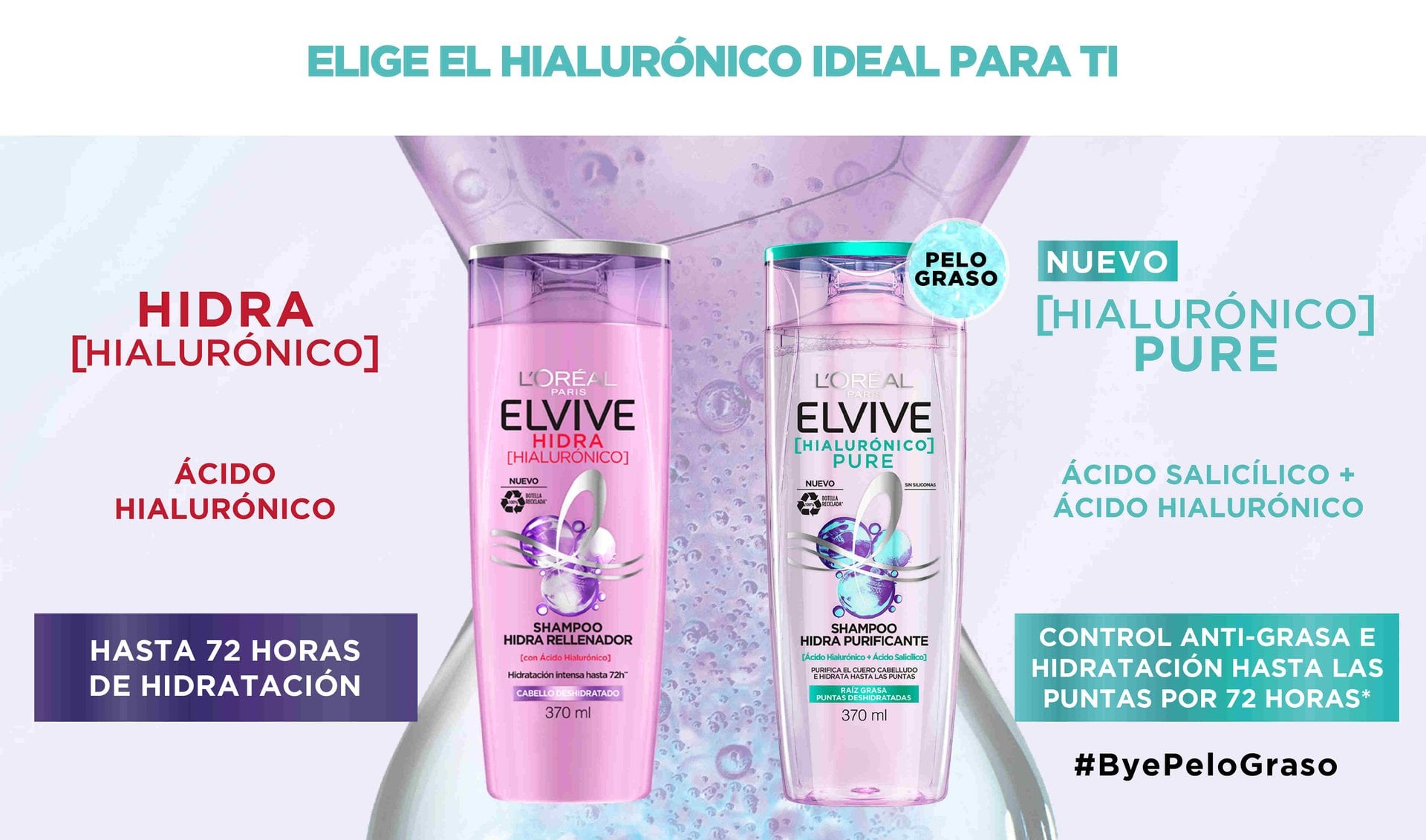Shapoo, acondicionador y marcarilla Elvive Hialorónico Pure
